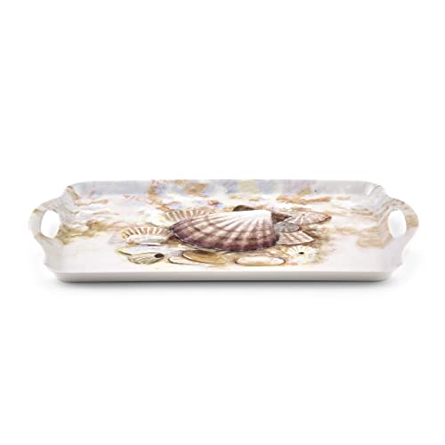 Pimpernel Beach Prize Collection Large Handled Tray | Serving Tray for Lunch, Coffee, or Breakfast | Made of Melamine | Measures 19.25" x 11.5" | Dishwasher Safe