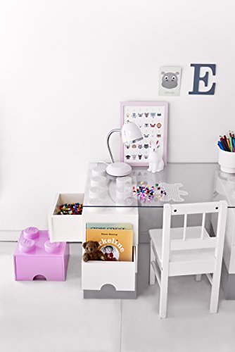 Room Copenhagen LEGO Brick Drawer, 4 Knobs, 1 Drawer, Stackable Storage Box, Light Pink