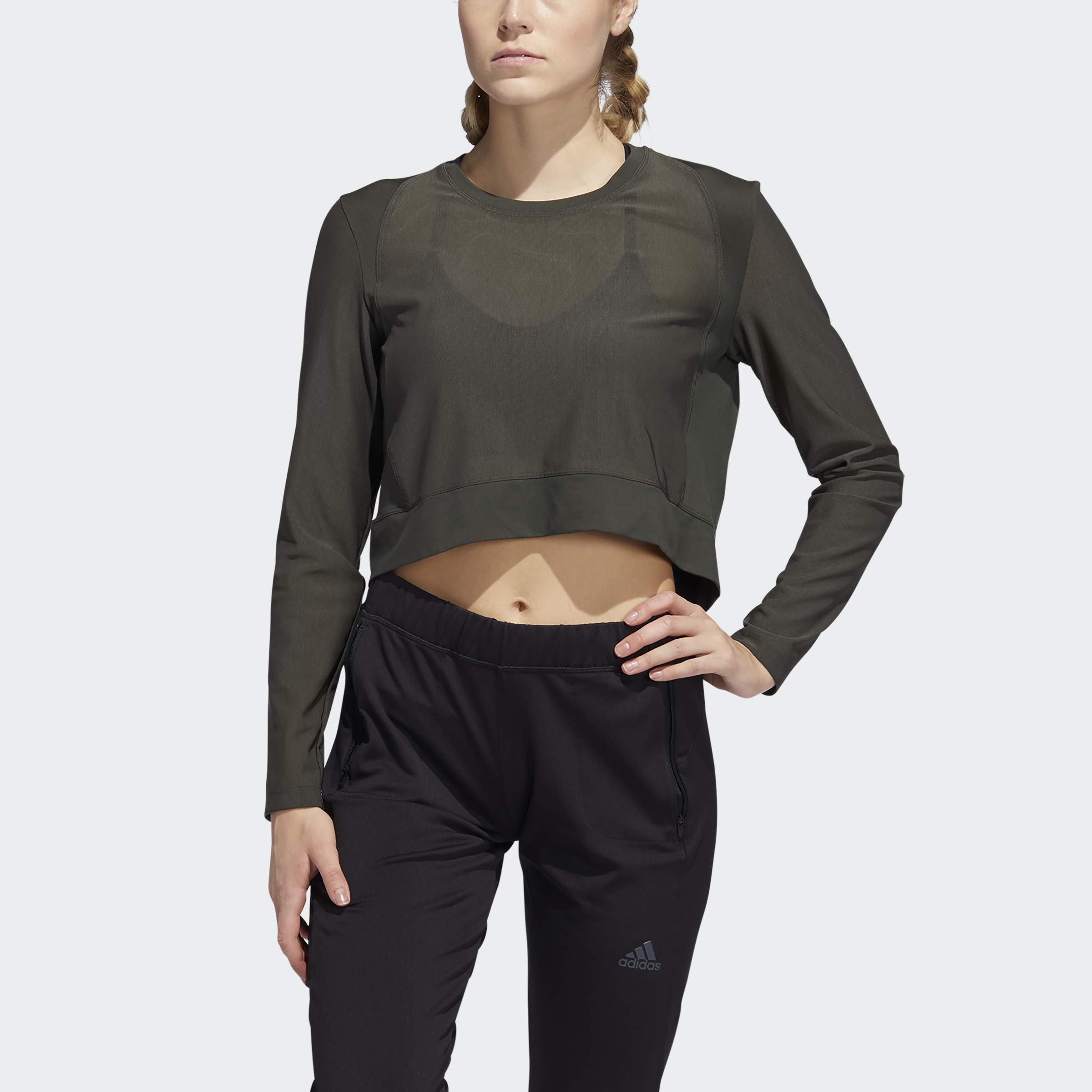 adidas Womens Mesh Basic T-Shirt, Green, X-Small