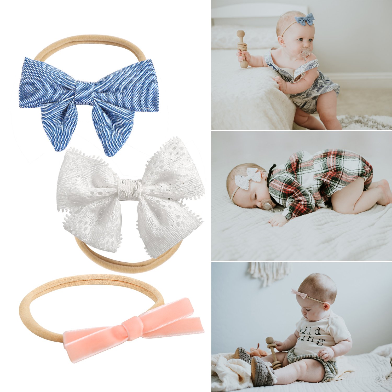 MiiYoung Baby Girl Headbands and Bows, Newborn Infant Toddler Hair Accessories