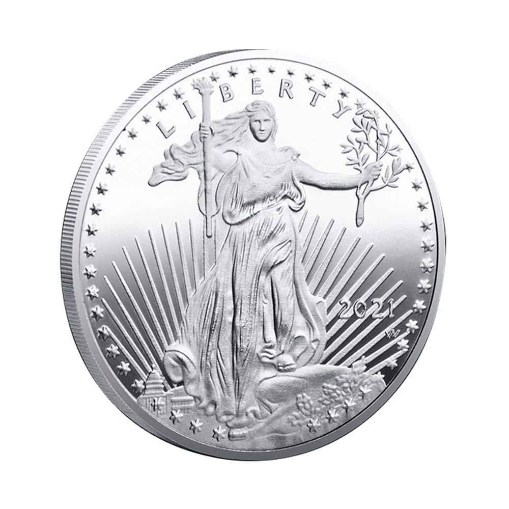 bestkai 2Pcs United State of American 2021 Statue of Liberty Eagle Coin Commemorative Coin Collection Gift Gold Silver 1 57inchX1 57inch