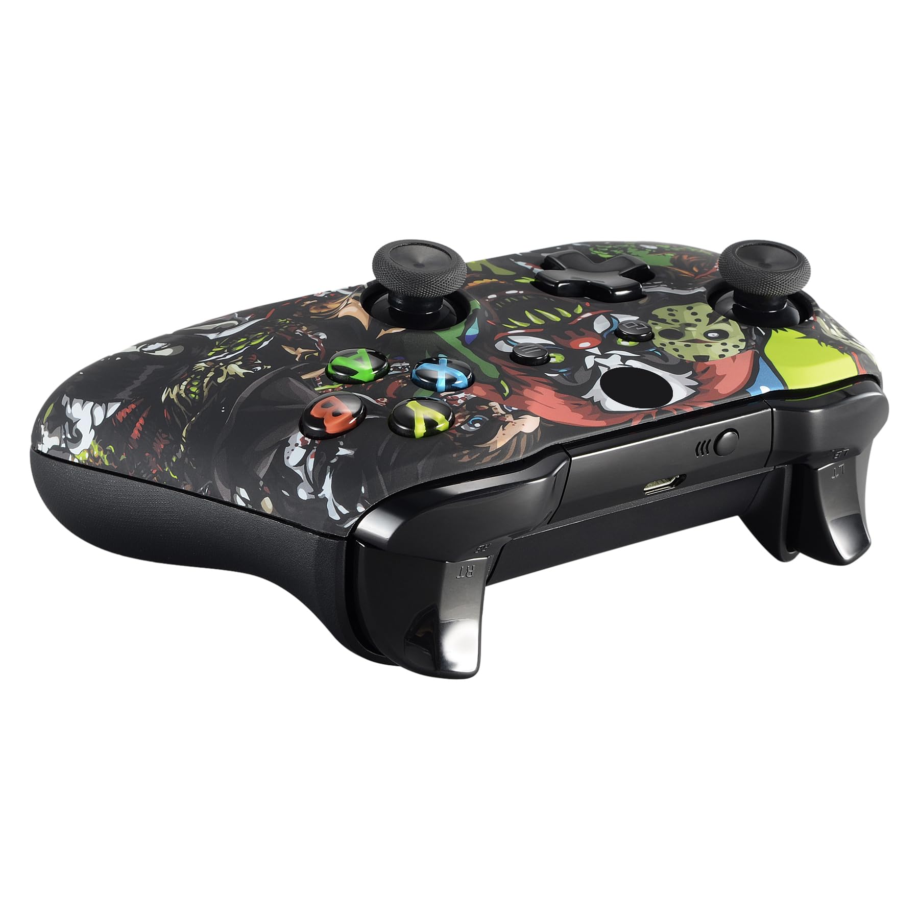 eXtremeRate Soft Touch Scary Party Patterned Faceplate Cover, Front Housing Shell Case Replacement Kit for Xbox One X S Controller - Controller Not Included