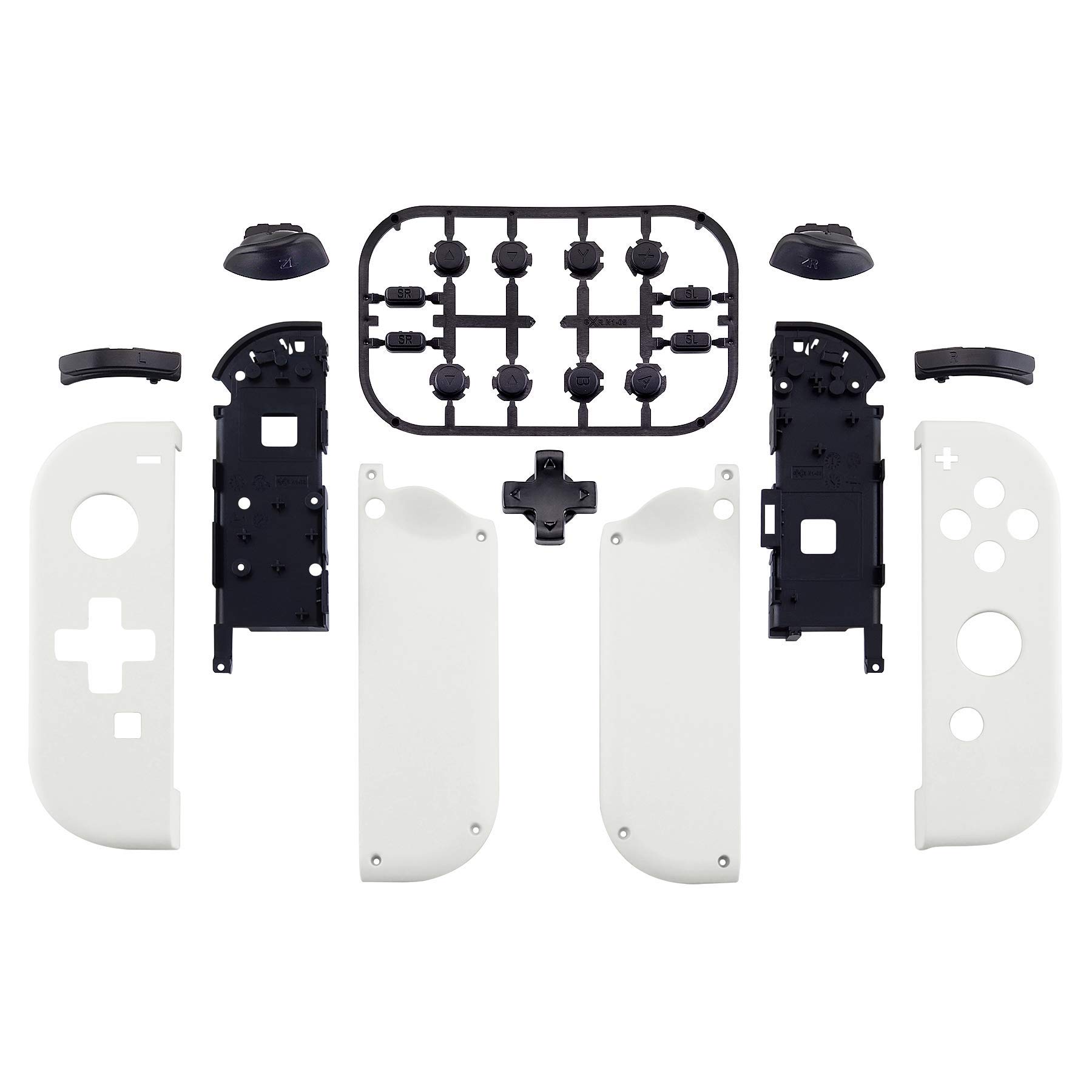 eXtremeRate Soft Touch Grip Back Plate for Nintendo Switch Console, NS Joycon Housing Shell (D-Pad Version) with Full Set Buttons, DIY Replacement Shell for Nintendo Switch - White