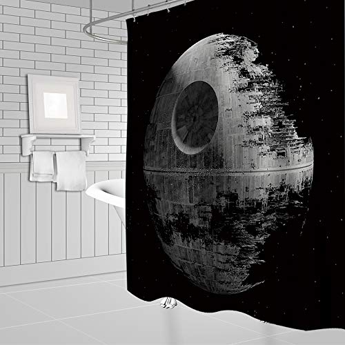 Gray Planet Shower Curtain Space Damaged Planet Creativity Pattern Bathroom Decor Polyester Fabric Hanging Curtains Sets 70 x 70 Inch Include Hooks