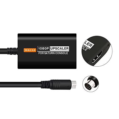 Kacenray HDMI Converter for Sega Saturn 1080P Upscaler HDMI Adapter Cable S-Video Input 4:3/16:9 Aspect Ratio Switching