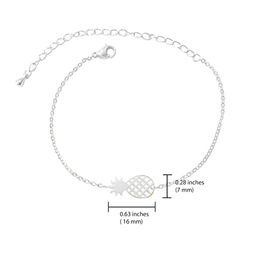 Altitude Boutique Pineapple Bracelet, Hawaii Bracelet, Fruit Bracelet Charms, Tropical Bracelet for Women (Silver)