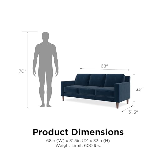 DHP Brynn 3 Seater Sofa, Blue Velvet