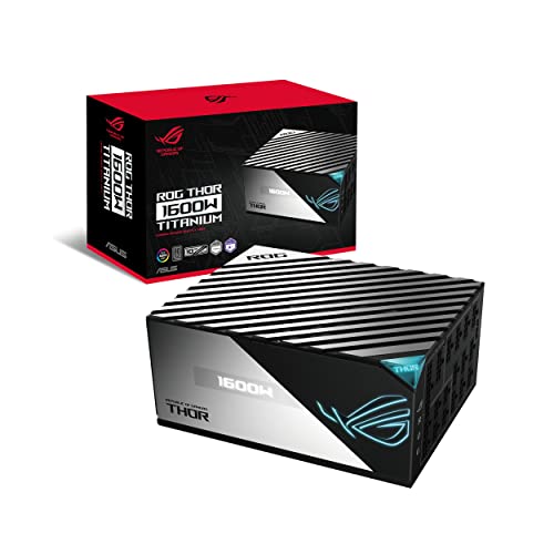 ASUS ROG Thor 1600W Titanium (1600 Watt, Fully Modular Power Supply, 80+ Titanium, Lambda A++ Certified, GaN MOSFETs, Digital Power Control, ROG heatsinks, 135mm PWM Fan, 0dB Mode, OLED Panel)