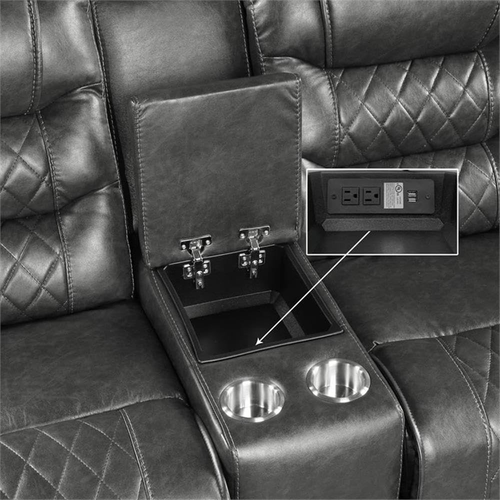 Lexicon Derringer Wall Hugger Power Double Reclining Loveseat, Gray