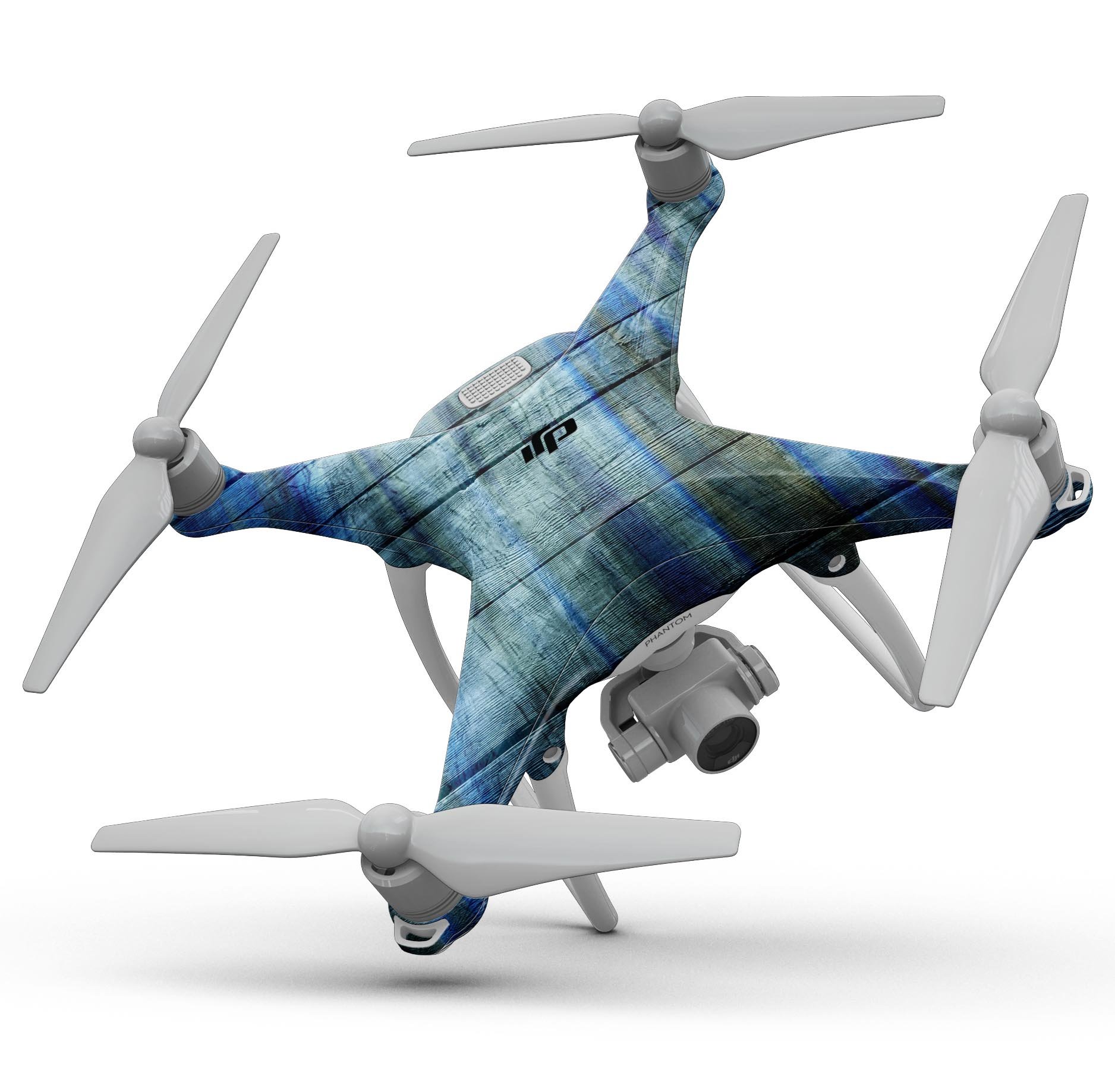 Design Skinz Design Skinz Blue and Green Tye-Dyed Wood Full-Body Wrap Decal Skin-Kit Compatible with The Drone DJI Phantom 3/Phantom 3 Pro