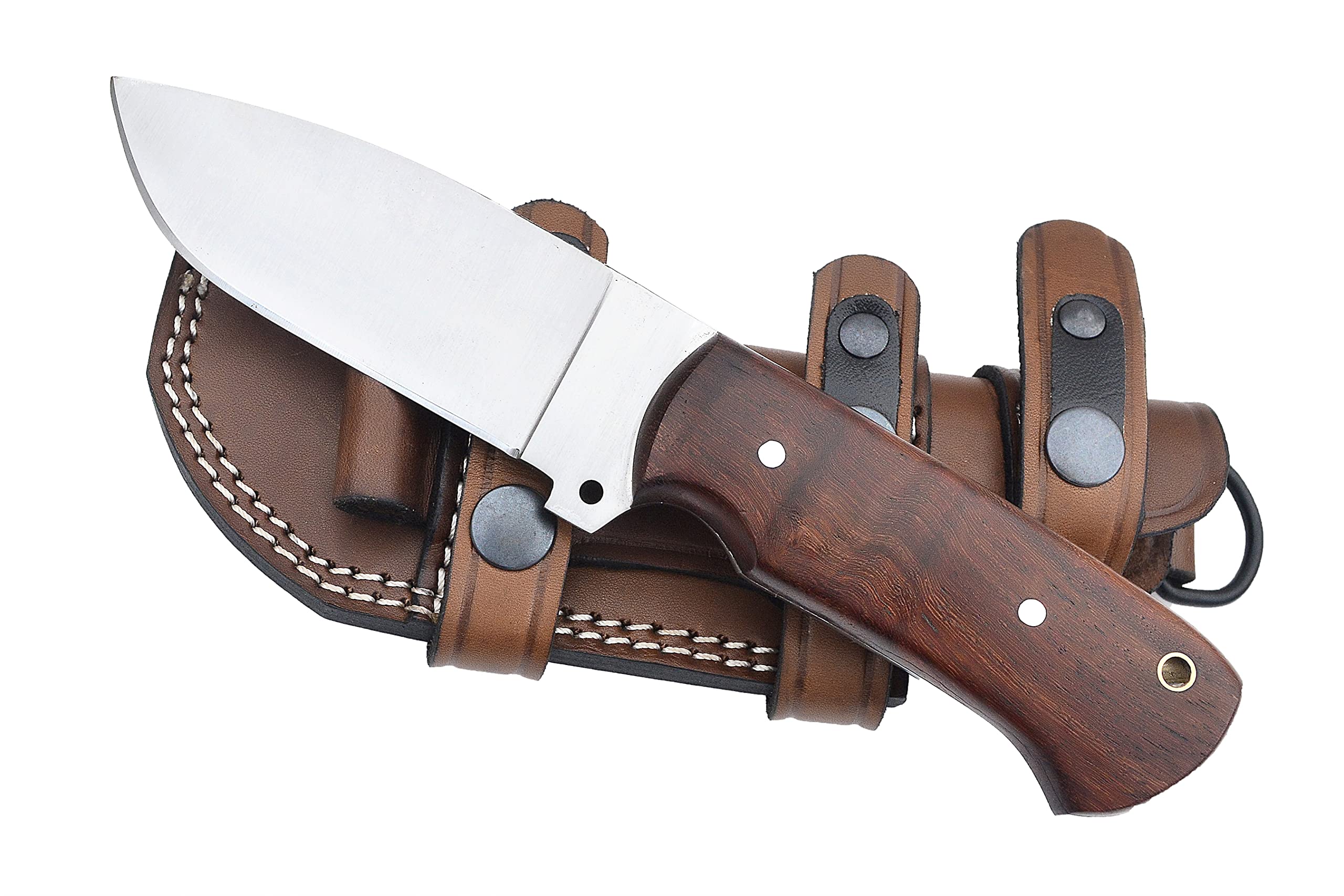 ALZAFASH Horizontal Carry Knife with Sharpening Steel, Handmade Tracker Knife with Honing Rod