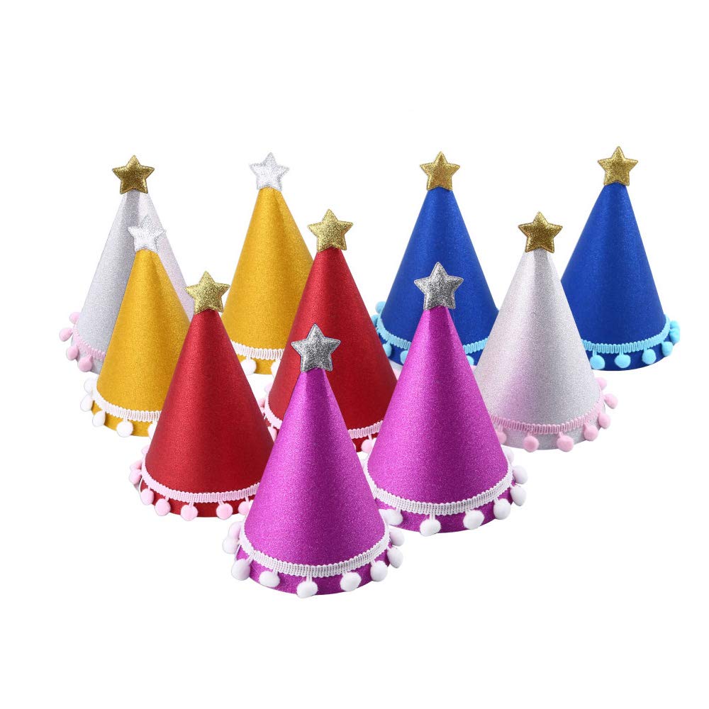 C CRYSTAL LEMON Birthday Party Hats – Birthday Hats For Kids & Adults – 10 Party Hats for Kids Decorations – Colorful Happy Birthday Hat – Classroom Birthday Crowns for School and Events