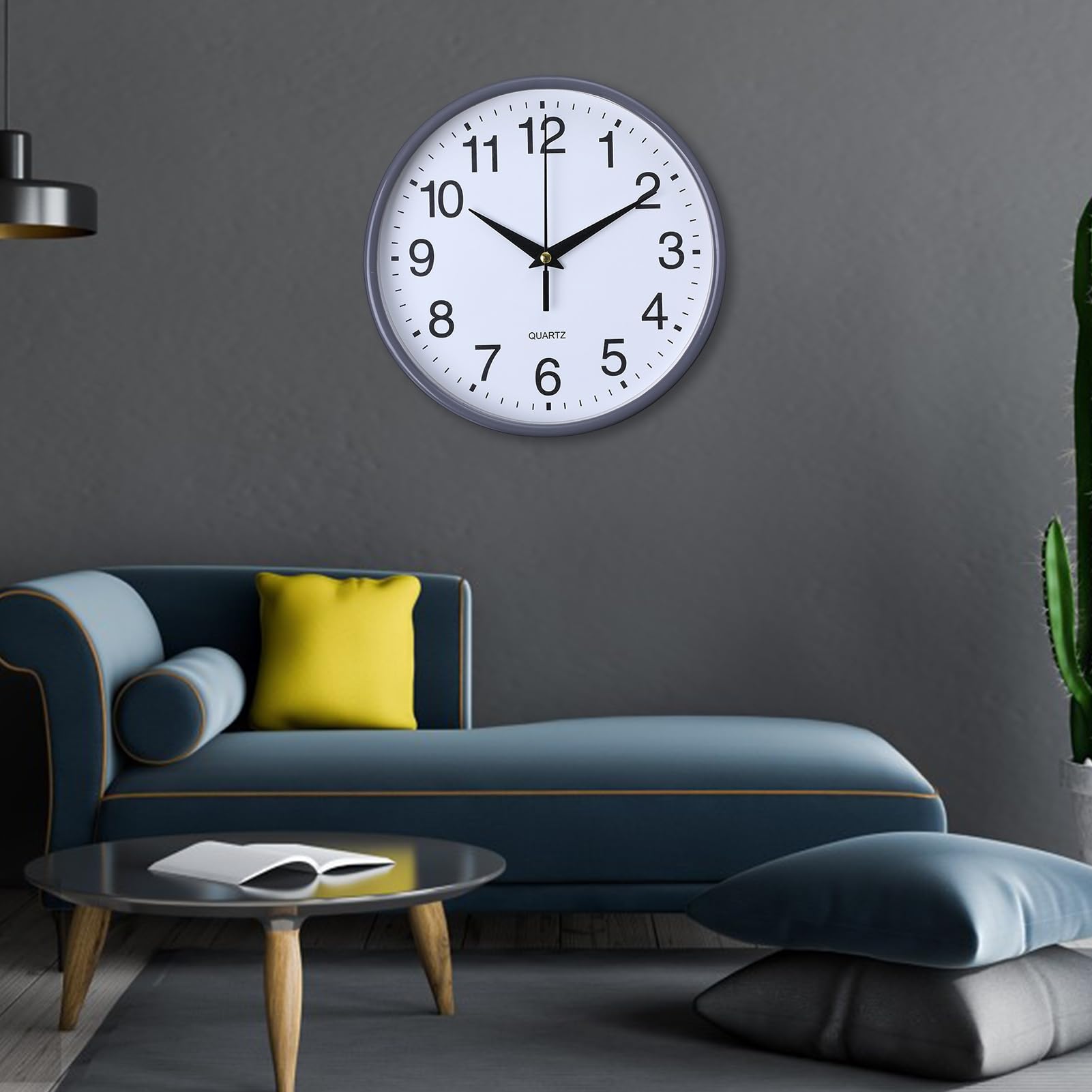 AOKID Trendy Wall Clock Round Wall Clock Simple Style High-Precision Battery Operated Easy-to-Read Non-Ticking Quartz Clock for Wall Decor Wall Clock Grey