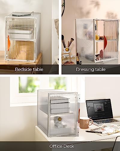 DINMO 10 Packs Shoe Box with Dividers, 20 Pairs, Clear Shoe Storage Organizer, Space Saving for Closet, Visualization, Foldable, White Transparent