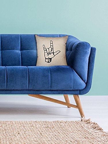 Hollywood Thread I Love You - Sign Language Symbol - ASL Decorative Linen Throw Cushion Pillow Case with Insert