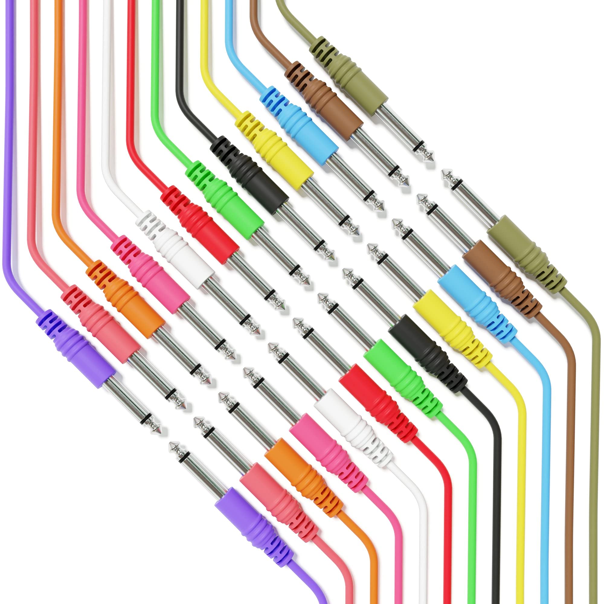 ExcelValley - 1-Pack - Mono Instrument Guitar Cable Patch Lead - TS 6.35mm 1/4" [Purple | 60 cm - 23.62"]