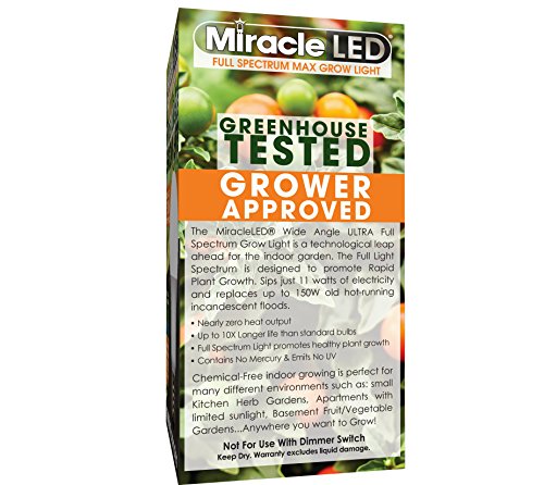 MiracleLED 604594 Multi-Plant Full Spectrum Grow Light Bulb, Single Pack, White 150W