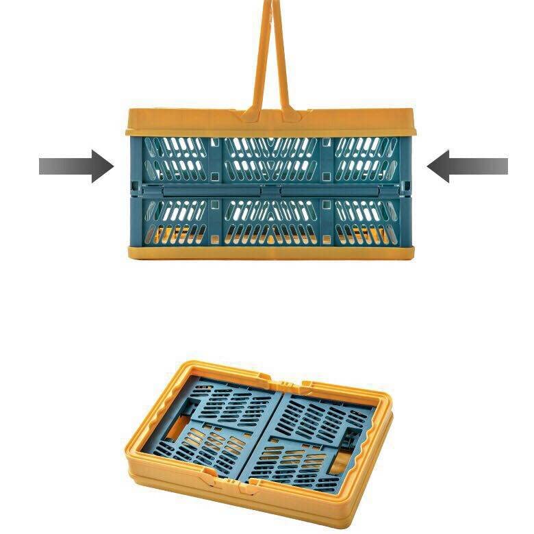 Amplus - Multi-Purpose Basket can be folded, strong and durable to hold a lot of stuff for shopping, laundry, storing or organizing items 11.7"L x 7.8"W x 6.4"H (Blue - Yellow)