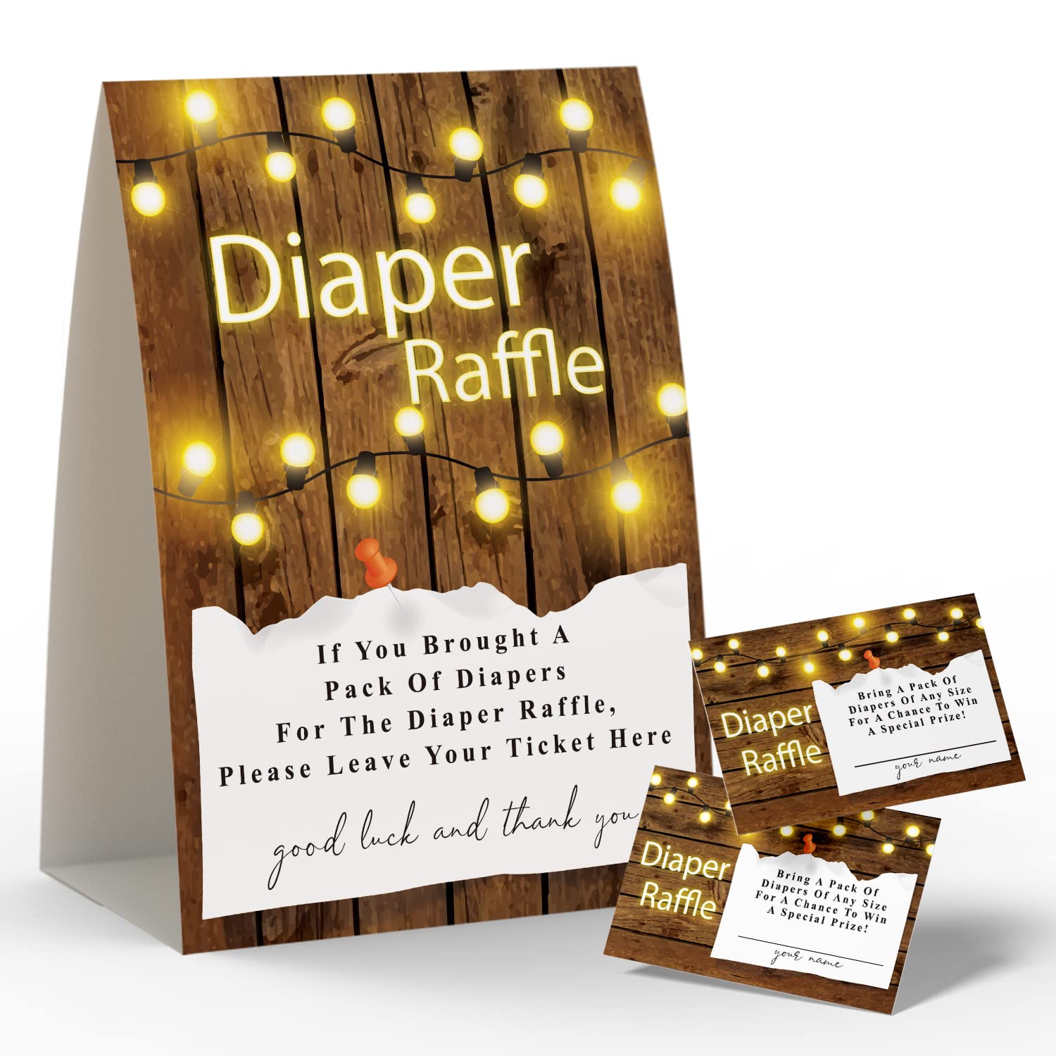 Diaper Raffle Tickets for Baby Shower Sign,Baby Shower Invitations with Diaper Raffle Cards - Baby gender neutral tickets(1 Sign with 50 Raffle Tickets) Toctose017