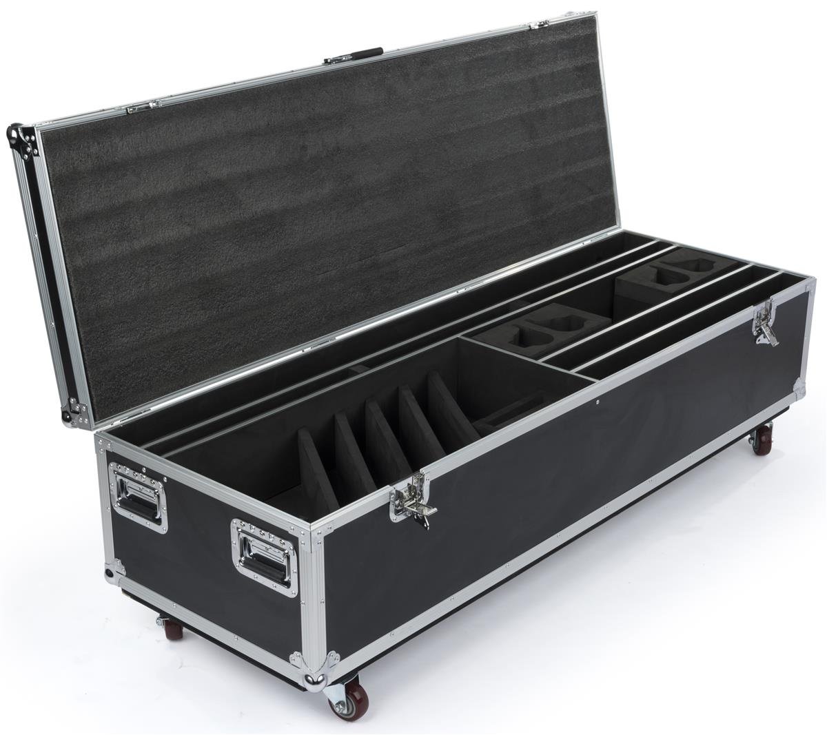 Displays2go Mobile TV Stand with Travel Case, Steel, Aluminum, MDF, EVA Form โ Black (LPGPWBC2S)