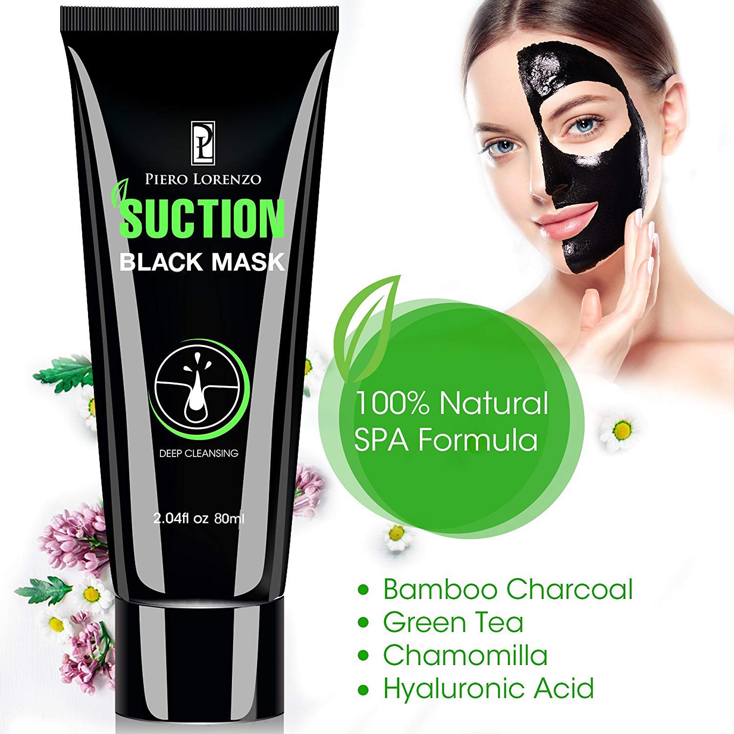 Piero Lorenzo Blackhead Remover Mask, Blackhead Peel Off Mask, Face Mask, Blackhead Mask, Black Mask Deep Cleansing Facial Mask for Face Nose 80g