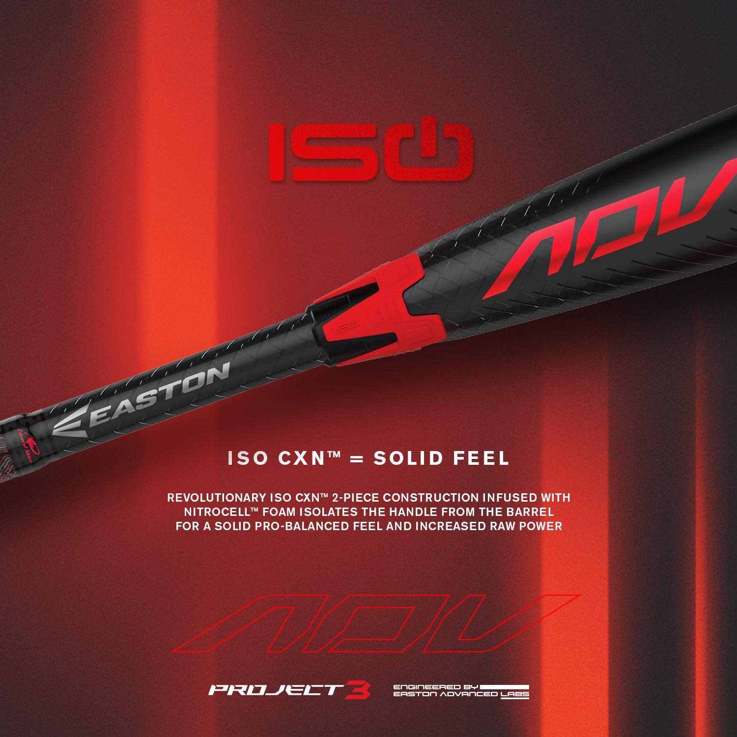 EASTON Project 3 ADV -3 BBCOR Baseball Bat | 31 inch / 28 oz | 2019 | 2 Piece Composite | iSO CNX | Launch Comp Barrel | Power Boost Knob | Speed End Cap