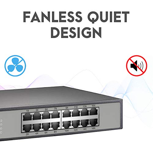 Netis ST3116GS 16 Port Unmanaged 10/100/1000M Gigabit Ethernet Switch with Sturdy Metal Desktop Size | Expandable to Standard 19 inch Rack Mount with Included Mounting Bracket, Gigabit 1000Mbps