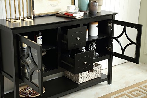 Mixcept 52" Stylish Sideboard Buffet Cabinet Wood Console Table Storage Cabinet with 2 Doors and 2 Drawers, Black