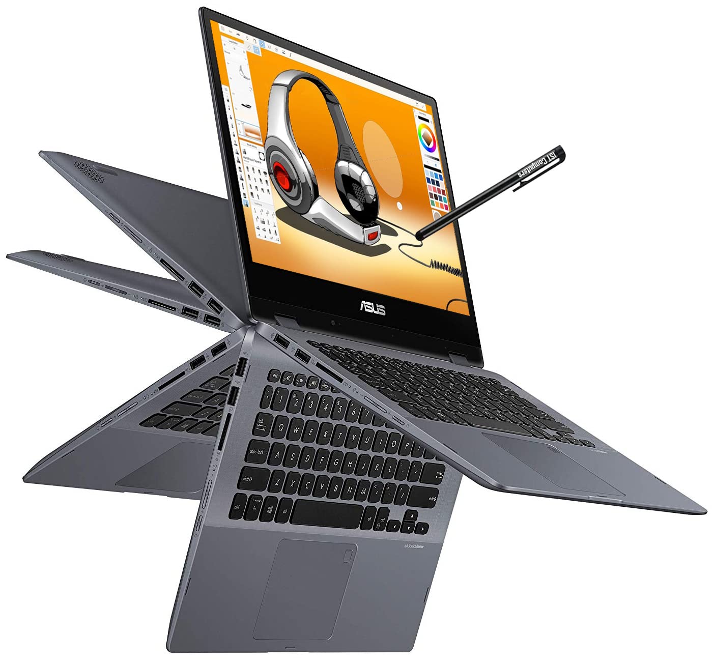 ASUS VivoBook Flip 14" Thin and Light 2-in-1 Touchscreen (4-Core Intel i5-10210U, 12GB RAM, 512GB PCIe SSD, Webcam, Stylus), Full HD Laptop, Backlit, Fingerprint, Wi-Fi 6, Windows 10 Pro (Renewed)