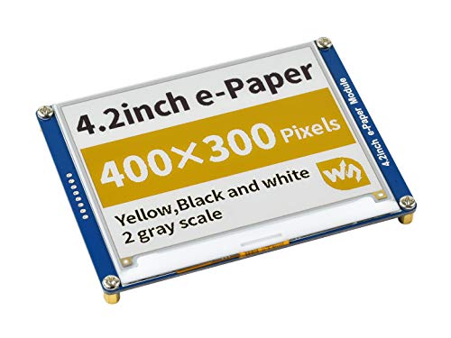 Waveshare 4.2inch E-Ink Display Module Compatible with Raspberry Pi 4B/3B+/3B/2B/B+/A+/Zero/Zero W/WH/Zero 2W Series Boards 400x300 Resolution Yellow/Black/White Three-Color SPI Interface