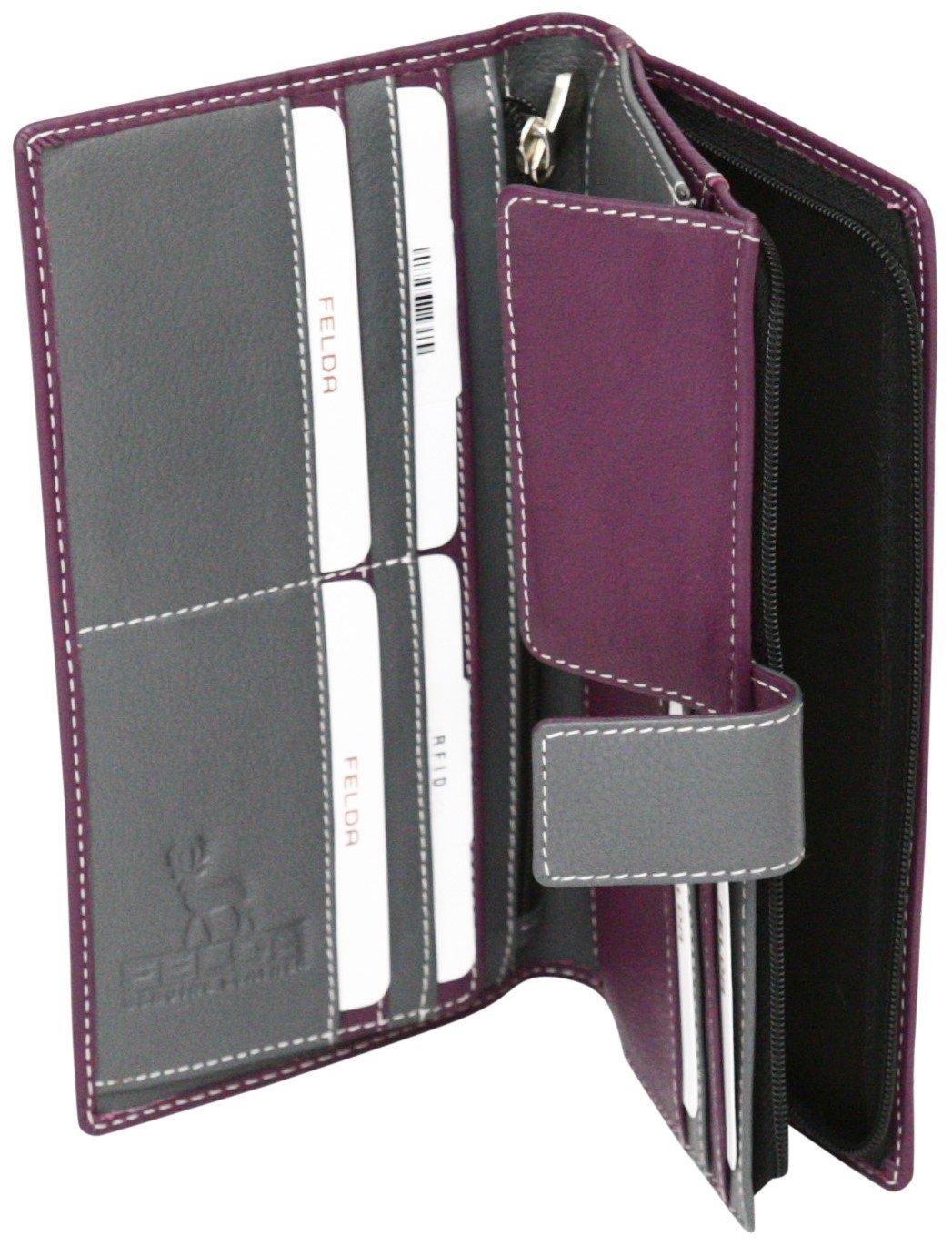 Felda RFID Genuine Leather Phone Purse Ladies Wallet - Holds Mobile Phone, Credit Cards, Banknotes, Coins