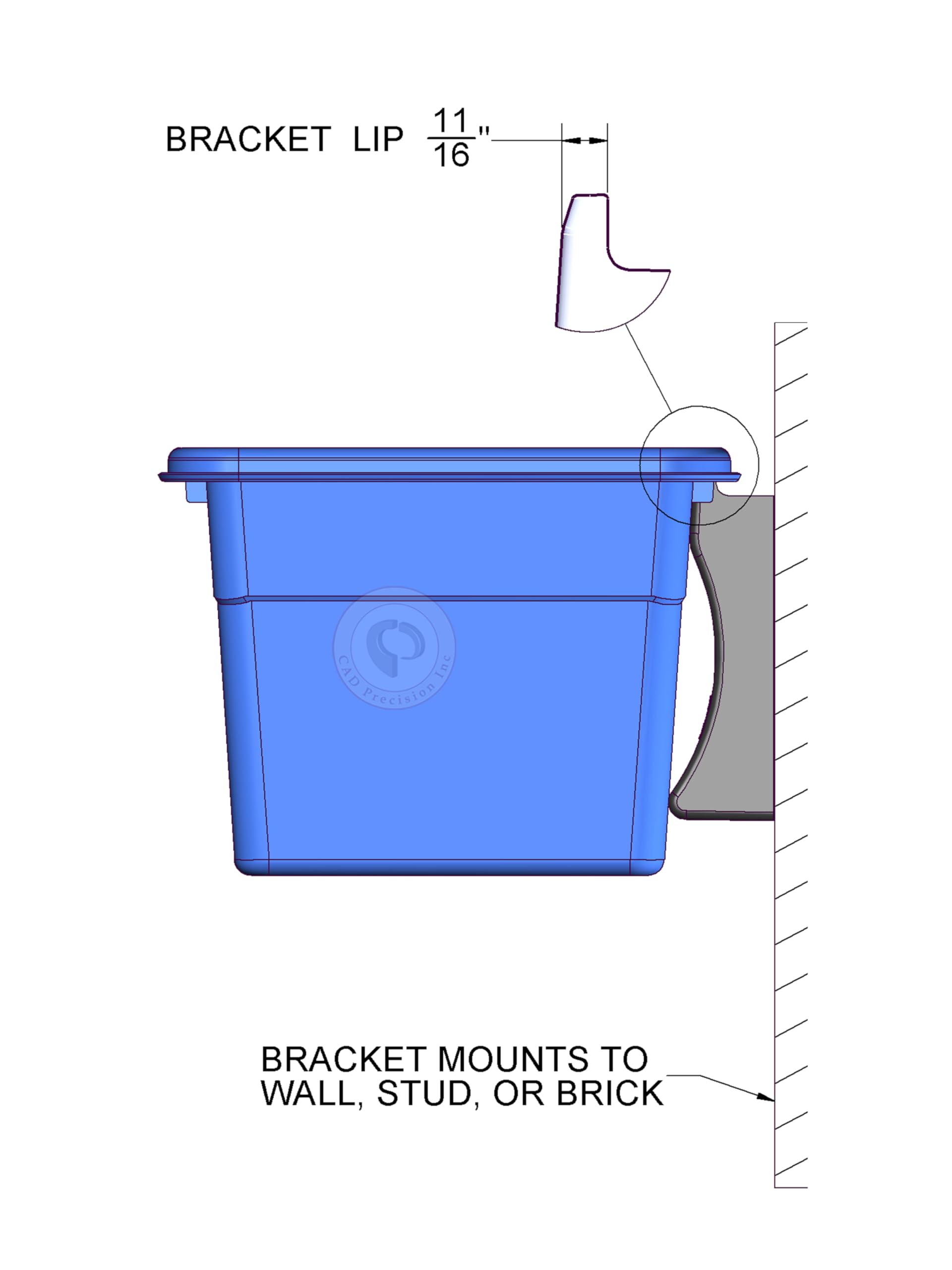 CAD Precision Inc. Recycle/Compost Bin Hanging Bracket, the EZ bin brac (for WIDE lip bins) - see details