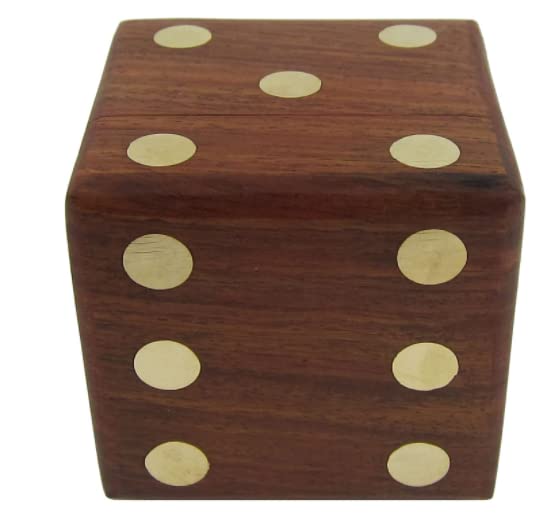 KAM Home Wooden Game Dice Box with Five Dice Gifts for Christmas