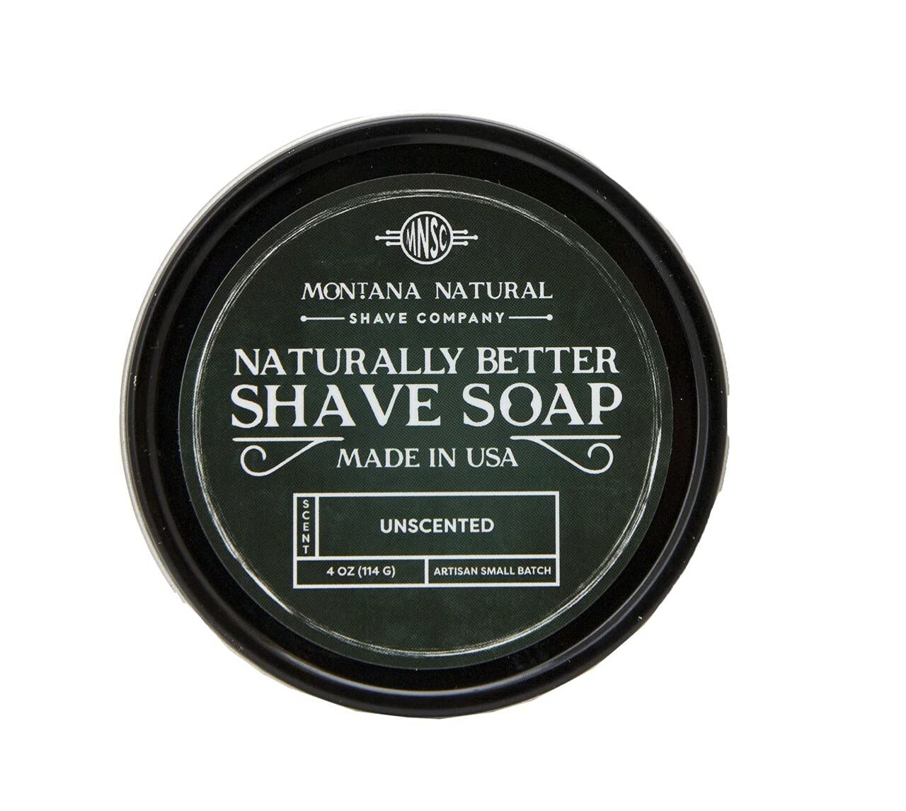 MNSC Unscented Artisan Small Batch Shave Soap for a Naturally Better Shave - Smooth Shave, Hypoallergenic, Prevent Nicks, Cuts, and Razor Burn, Handcrafted in USA, All-Natural, Plant-Derived.