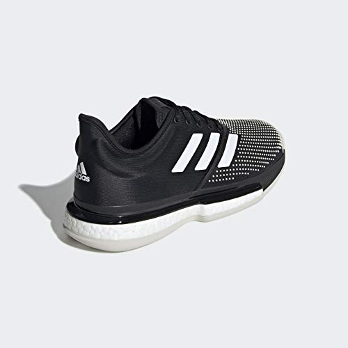 adidas Men's SoleCourt Boost Clay Tennis Shoe, Black/White/raw White, 14.5 M US
