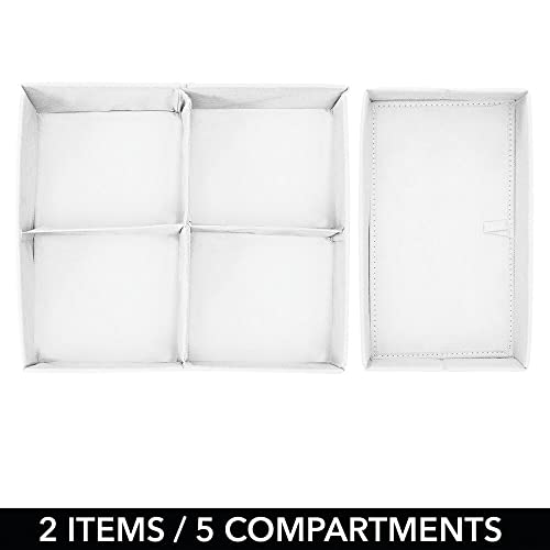 mDesign Soft Fabric Polka Dot Dresser Drawer and Closet Storage Organizer Bin for Child/Kids Room, Nursery, Playroom - Divided 5 Section Tray, Set of 4 - Yellow/White