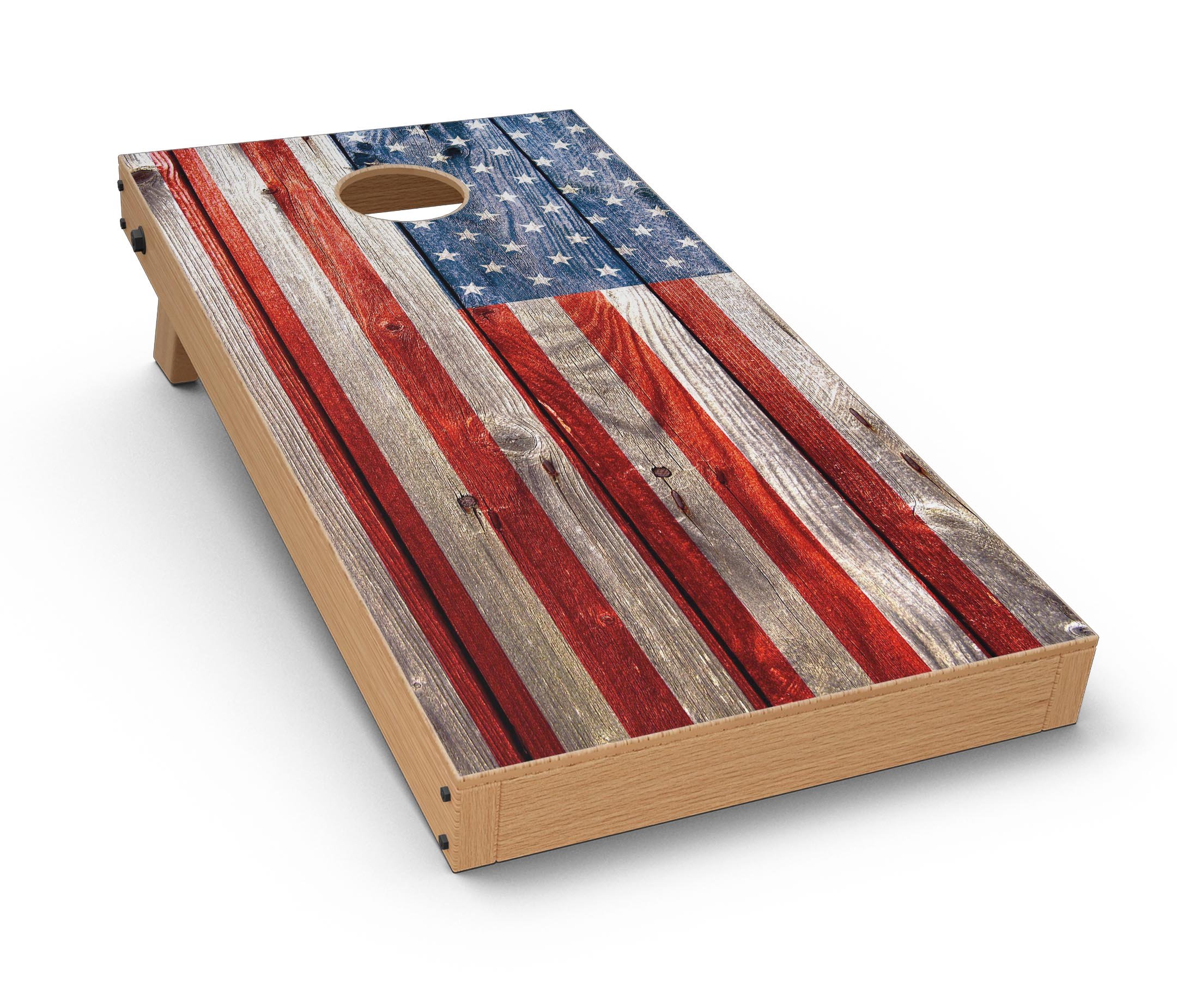 Design Skinz Wood Skin Set for Cornhole (Skin Only) - Wooden Grungy American Flag
