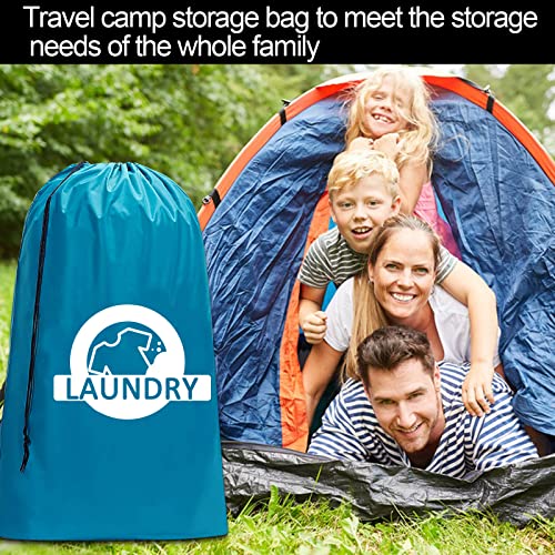 Dirty Laundry Travel Bag - Extra Large Heavy Duty Dirty Clothes Bag for Traveling, 2 Pack XL Machine Washable Camp Drawstring Laundry Bags（Blue and Black）