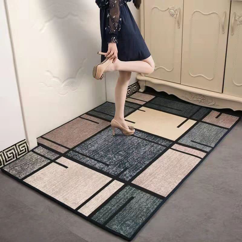Grey Geometric Checkered Area Rug,Indoor Outdoor Rug,Low lint and Easy Care,Foldable Comfort Casual Living Room Bedroom Area 2x3ft