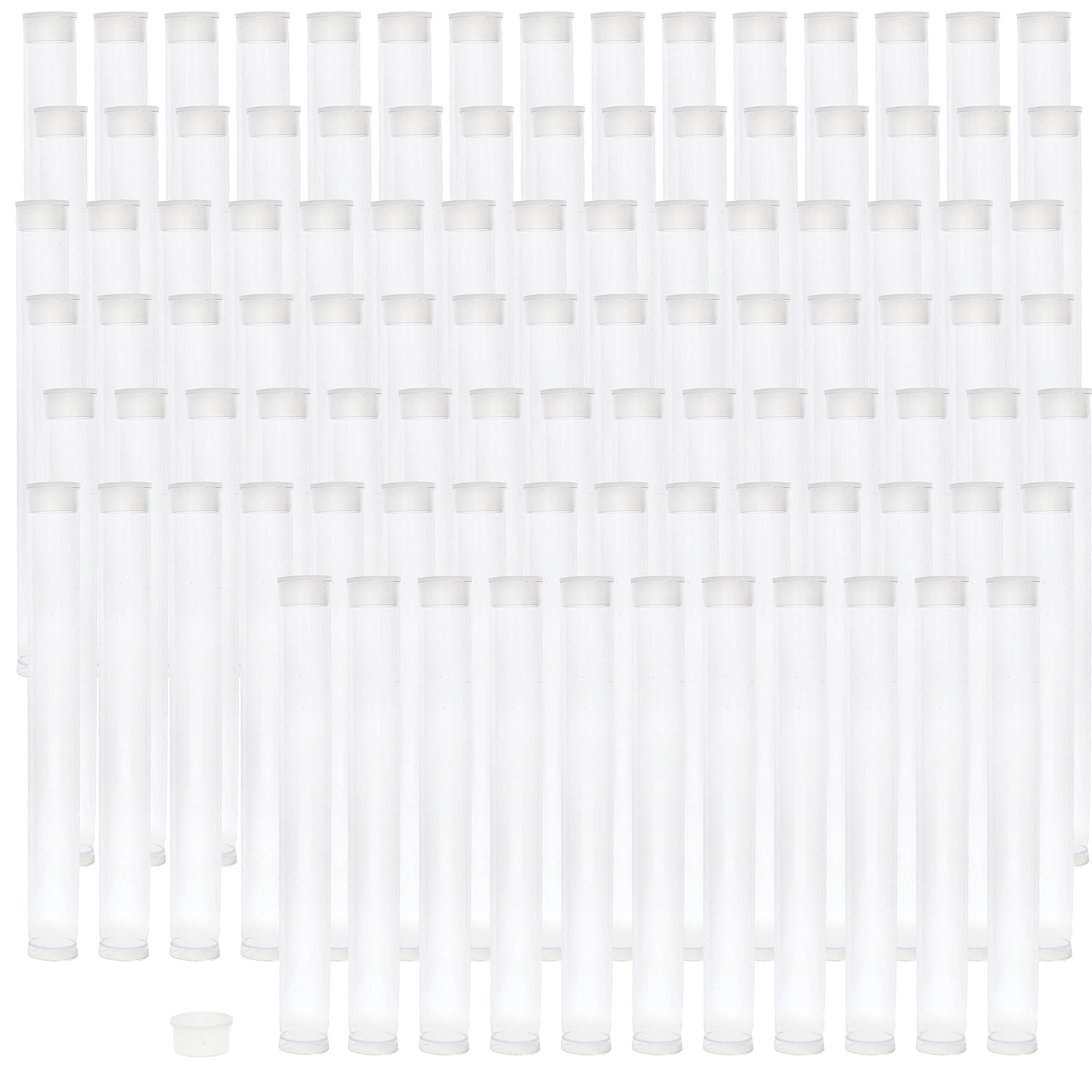 The Beadsmith Clear Plastic Tubes - 5-Inch-Long Round Tubes, 9/16 Inches in Diameter - Flat Caps - Use for Beads, Bath Salts, Wedding & Party Favors, Home or Office Storage - Bag of 100