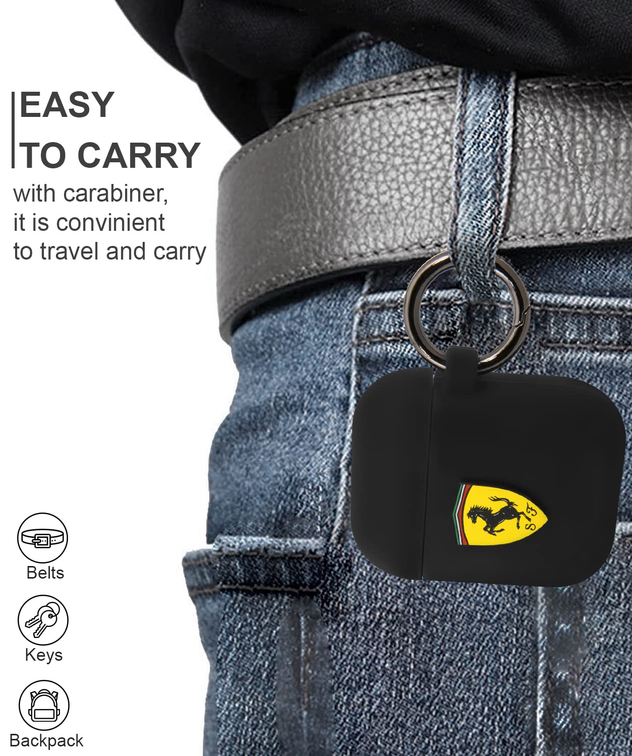 AIRPODS 1/2 - SILICONE BLACK RING for GEN 1/2 - FERRARI