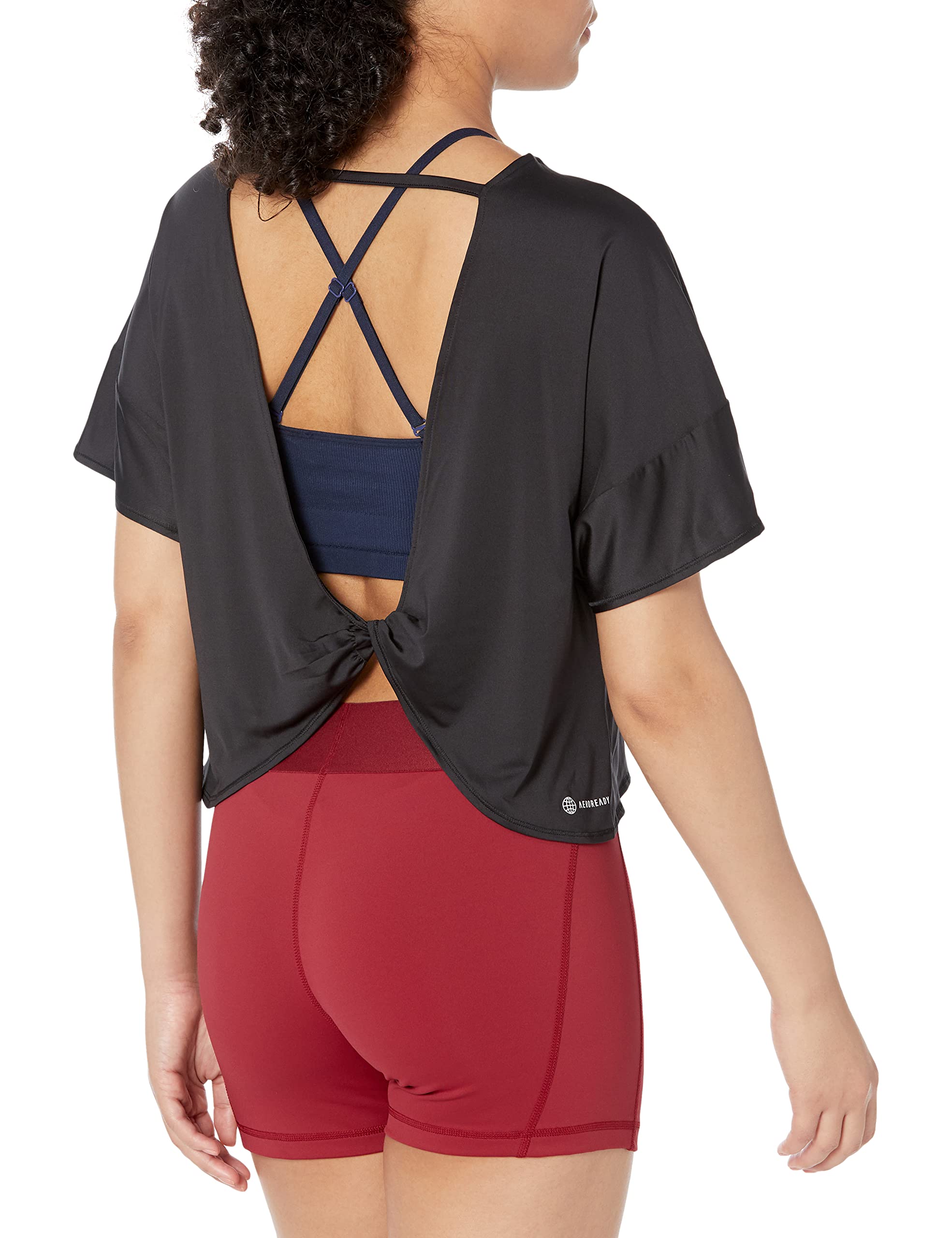 adidas Women's Studio Backless Tee, Black/White, Medium