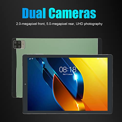 AUHX 10.1 Inch Tablet, Green 10.1 Inch 1960x1080 IPS 8800mAh 100240V HD Tablet for Study for 12 (US Plug)