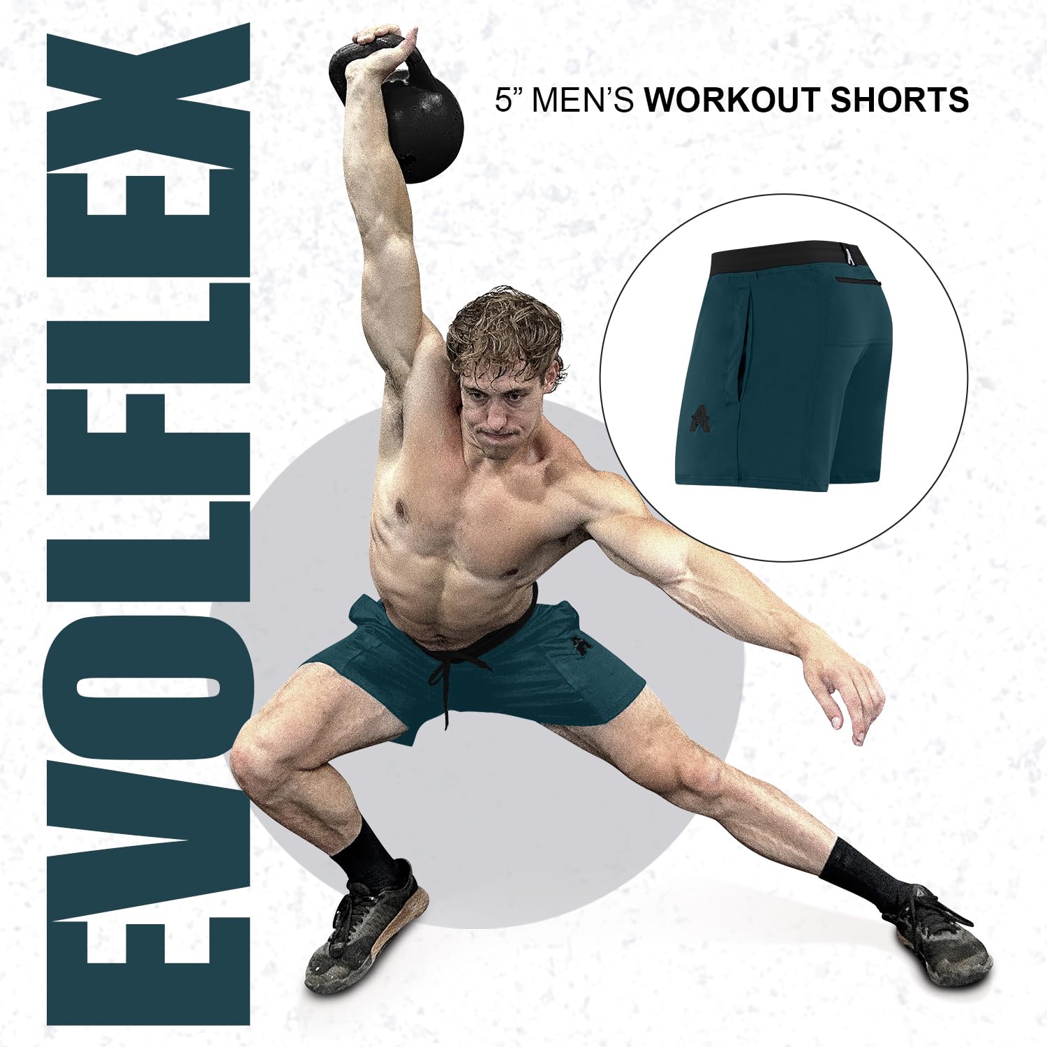 Anthem Athletics Evolflex 5 Inch Men's Workout Shorts - 3 Pocket Short for Running, Athletic & Gym Training - Marine - XX-Large