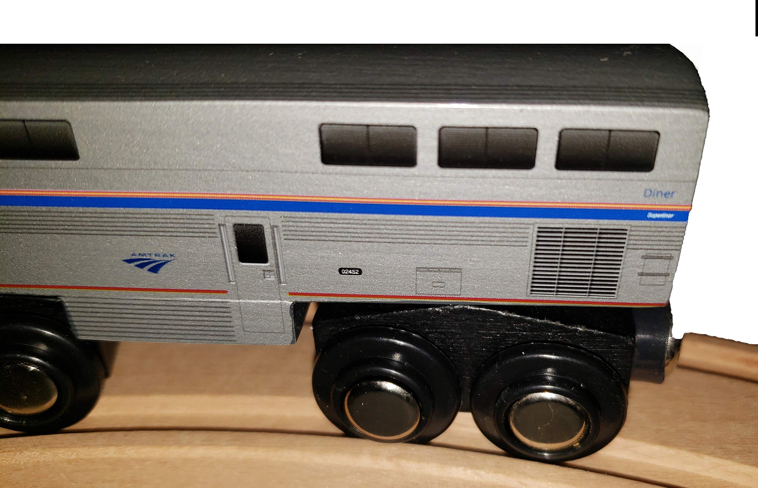 Amtrak Diner Wooden Train Superliner Dining Car 4.25 inch Compatible with Other Railroads