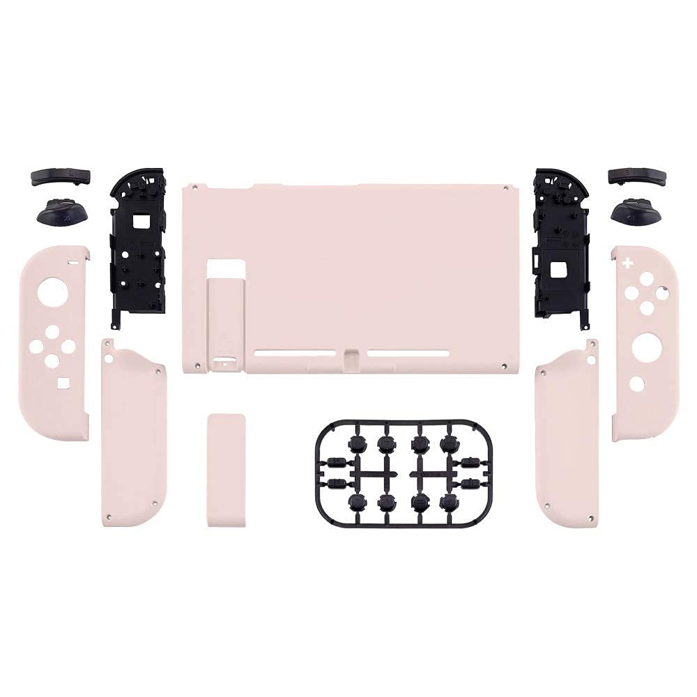 eXtremeRate Pink Front Back Plate for Nintendo Switch Console, NS Joycon Handheld Controller Housing with Full Set Buttons, Full Set Replacement Shell for Nintendo Switch - Switch NOT Included