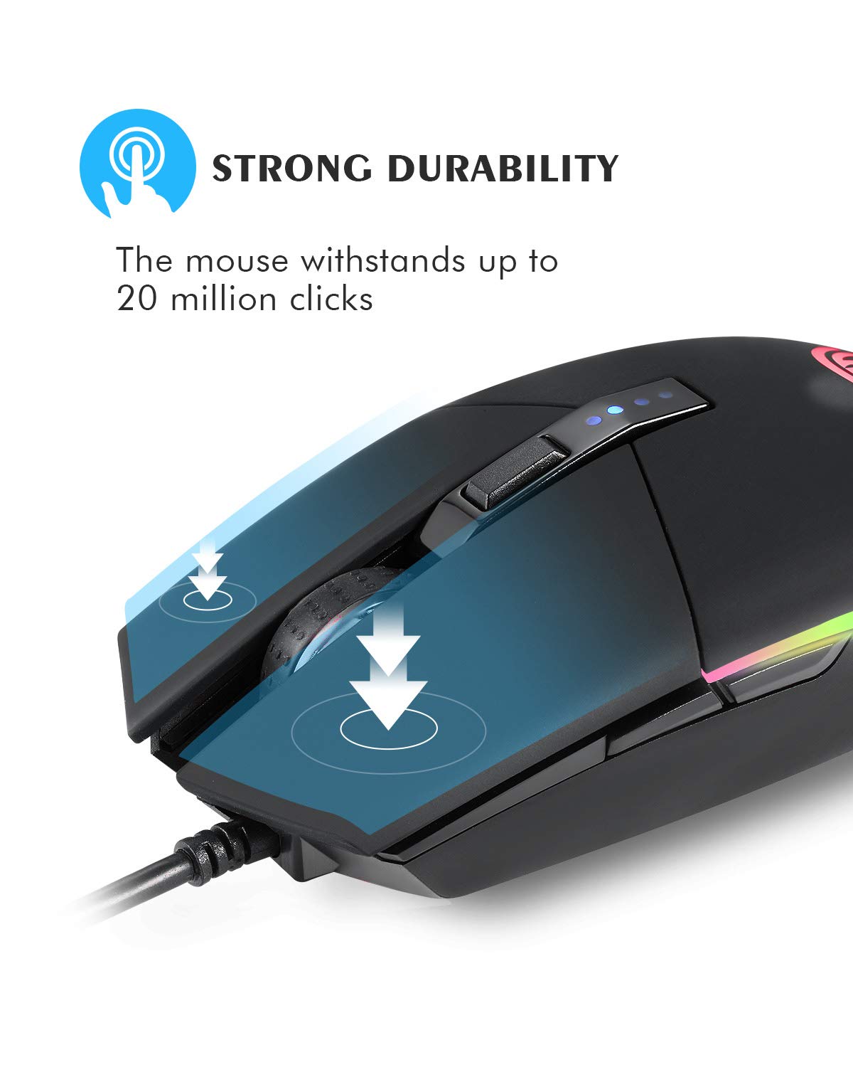 EasySMX V50 RGB Wired Gaming Mouse, Ergonomic Computer Mouse with 5 Programmable Buttons, 22 Preset Macros for PUBG, 5 DPI Settings, LED Backlit USB Mouse for Laptop/PC/Windows/Linux/Mac