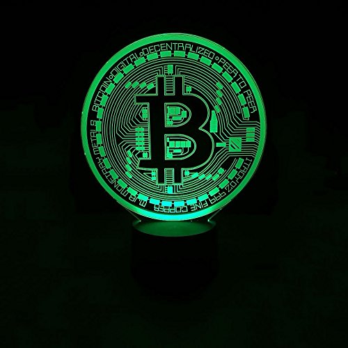 MOLLY HIESON 3D Bitcoin Sign Night Light Table Desk Optical Illusion Lamps 7 Color Changing Lights LED Table Lamp Xmas Home Love Birthday Children Kids Decor Toy Gift