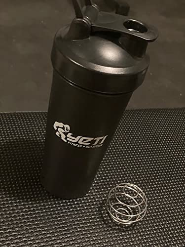 Yeti Fitness & Nutrition Classic Shaker Bottle for Protein Shakes and Pre Workout Drinks | BPA Free | Black