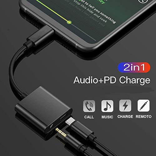 USB C to 3.5mm Headphone and Charger Adapter, 2 in 1 USB C to Aux Jack with 60W PD Fast Charger Dongle Fit with Galaxy S23 S22 Ultra/S21 Ultra/S20/S20+ Ultra, Note 20/10,Pixel 7 6 5 4XL 3 2,iPad Pro